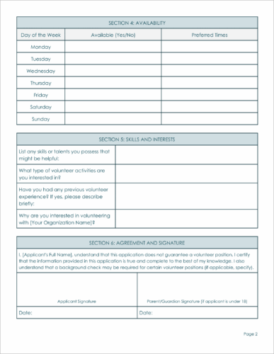 10 Must-Have Free High School Volunteer Form Templates