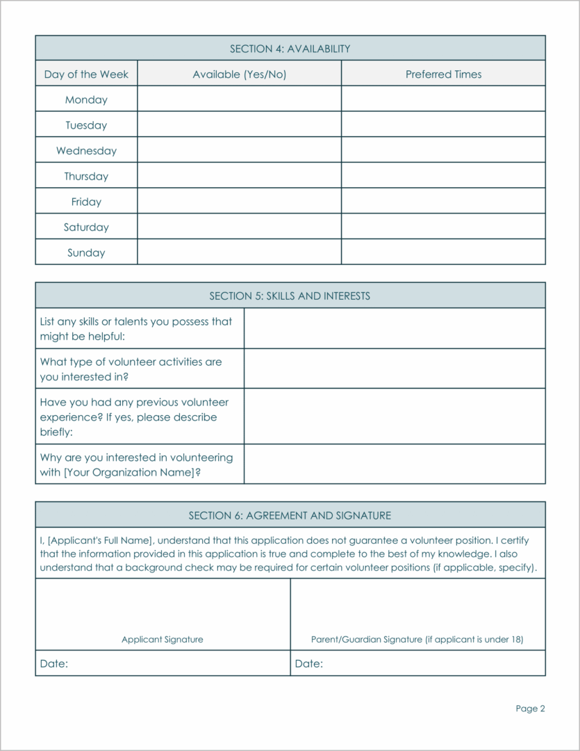 10 Must-Have Free High School Volunteer Form Templates