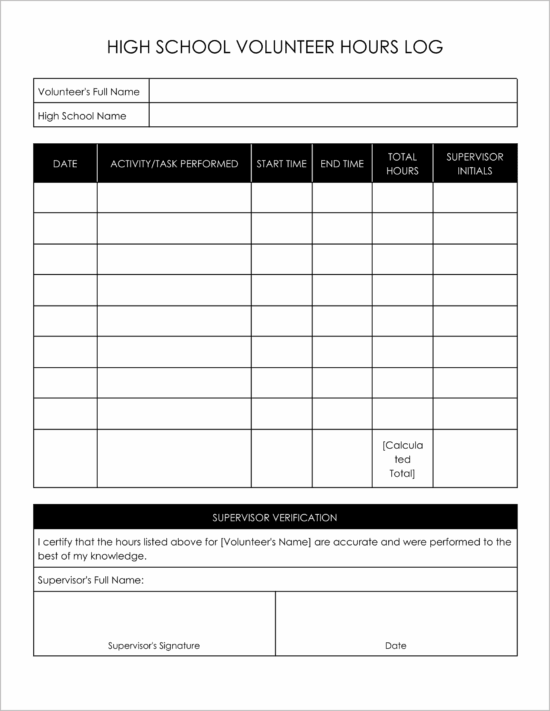 10 Must-Have Free High School Volunteer Form Templates