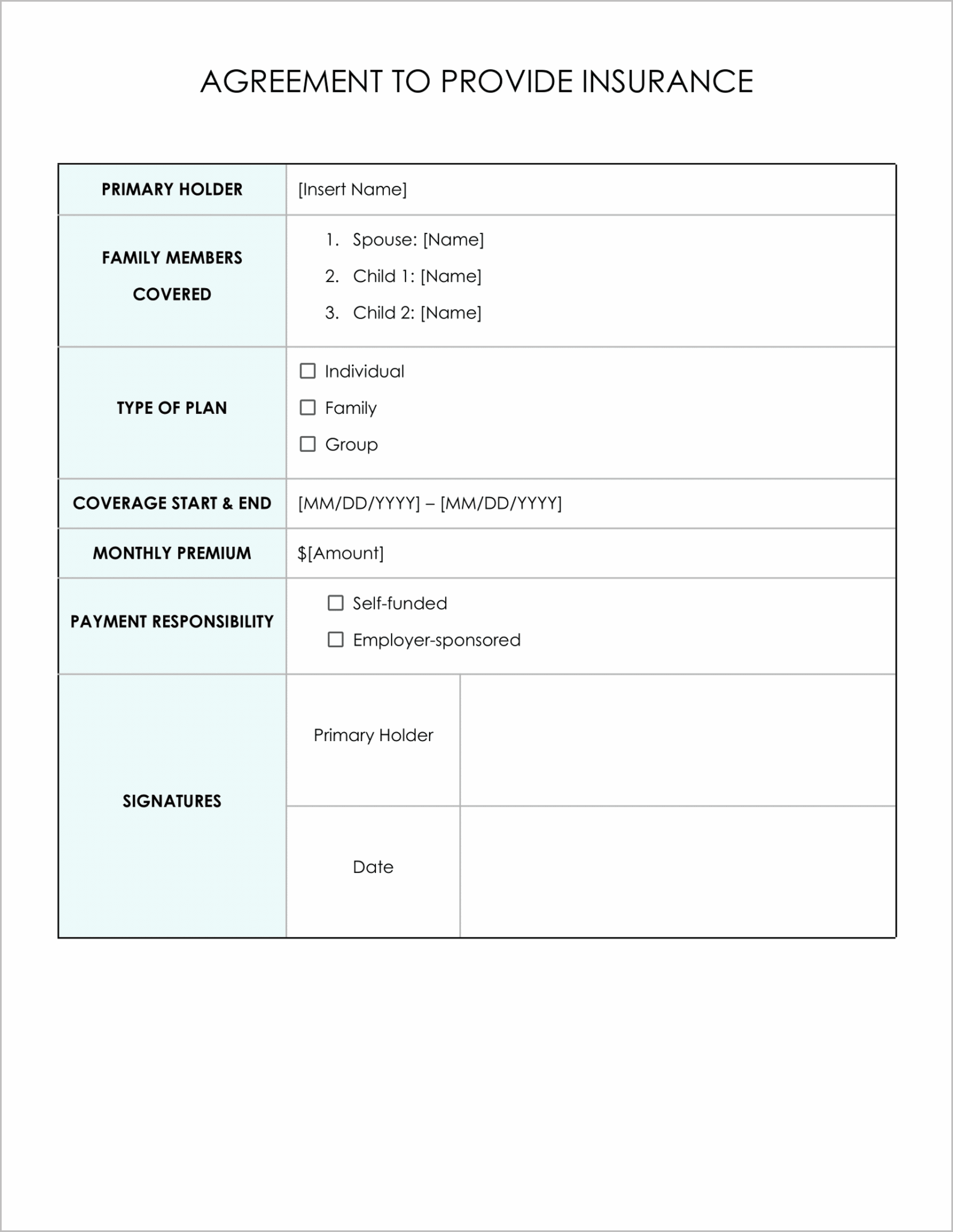 11 Must-Have Free Agreement to Provide Insurance Forms