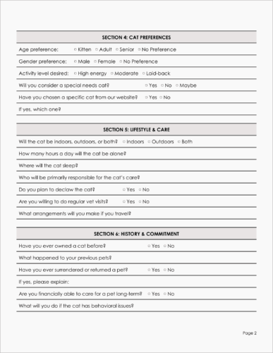 Free Cat Adoption Application Form Templates (No Signups!)