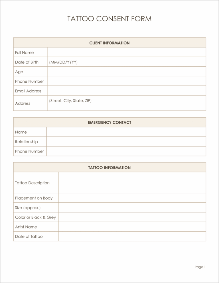 Free Tattoo Consent Form Templates (No Sign-Up Required)