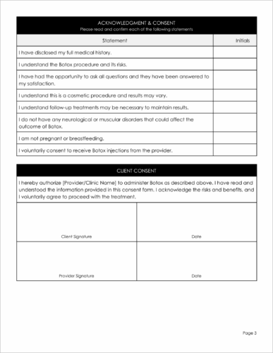 Free Consent Form Template for Botox (No Signup Required)