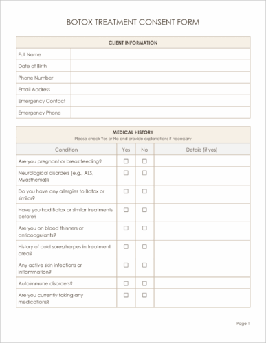 Free Consent Form Template for Botox (No Signup Required)
