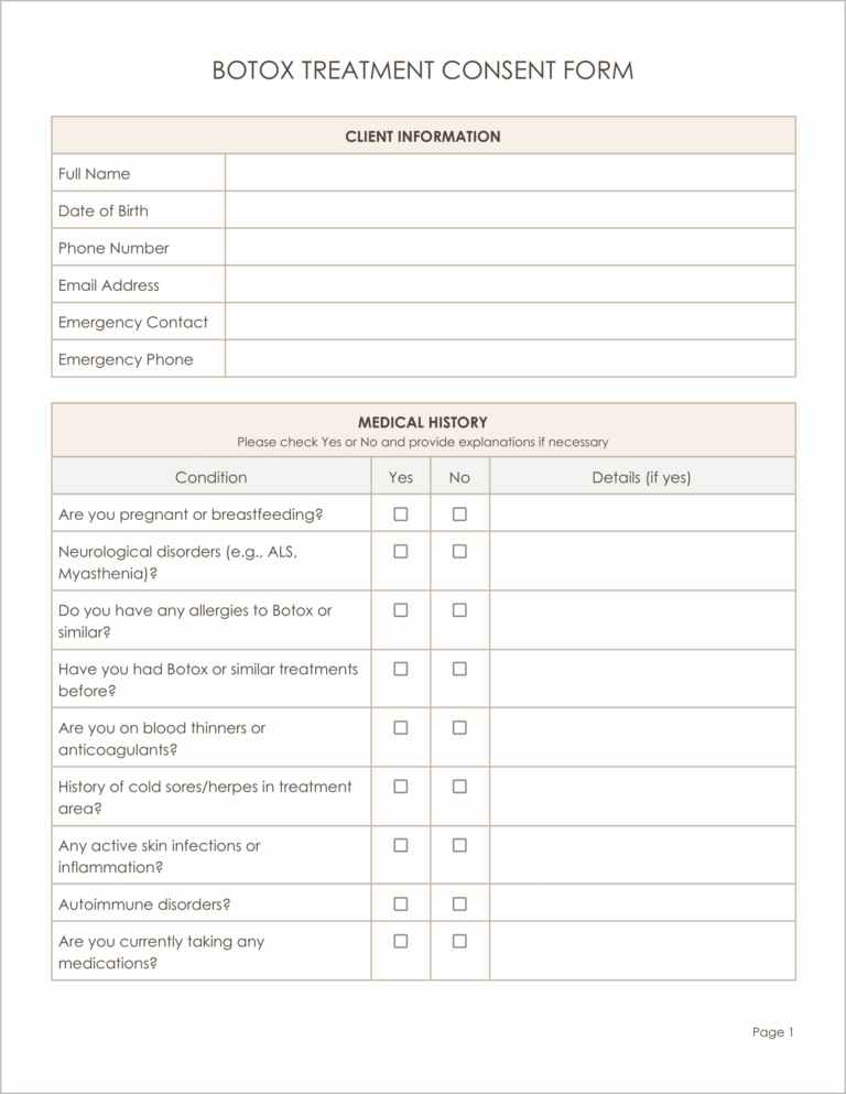 Free Consent Form Template for Botox (No Signup Required)