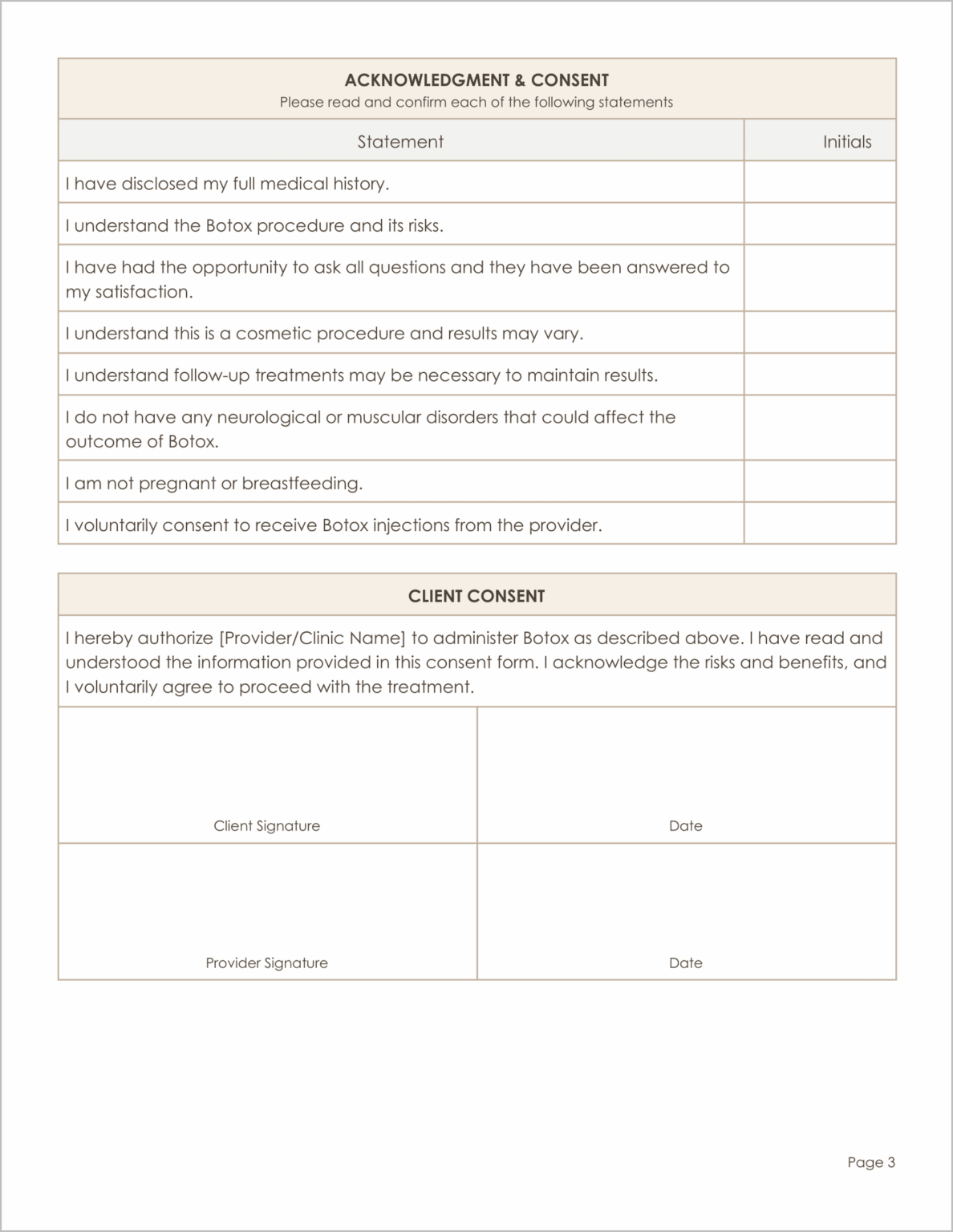 Free Consent Form Template for Botox (No Signup Required)