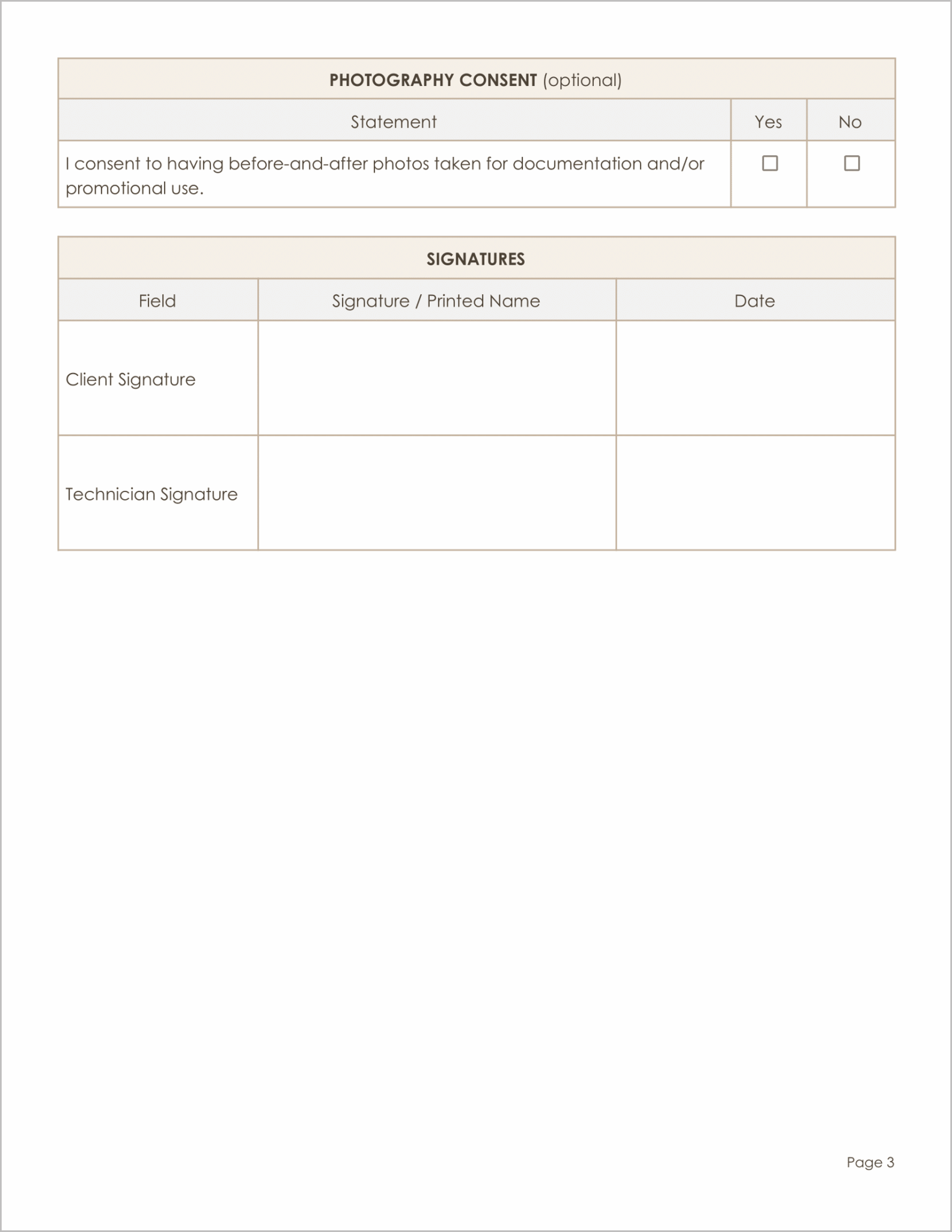 Free Brow Lamination Consent Form (No Signup Required)
