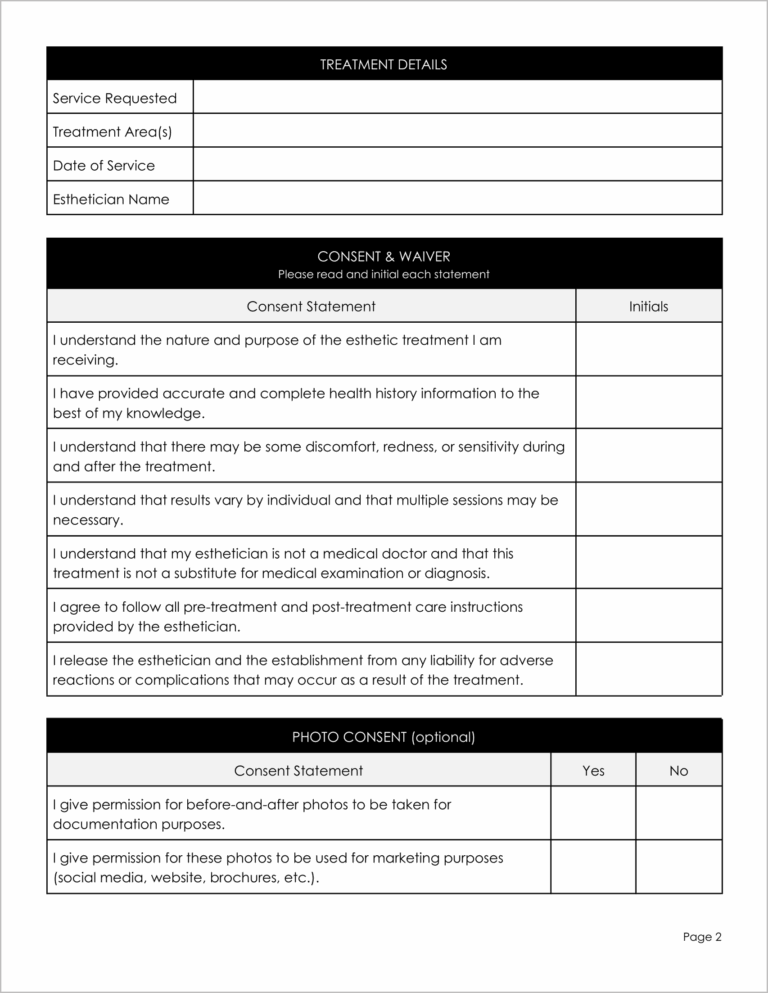 Free Esthetician Consent Form Template (No Sign-Up Required)