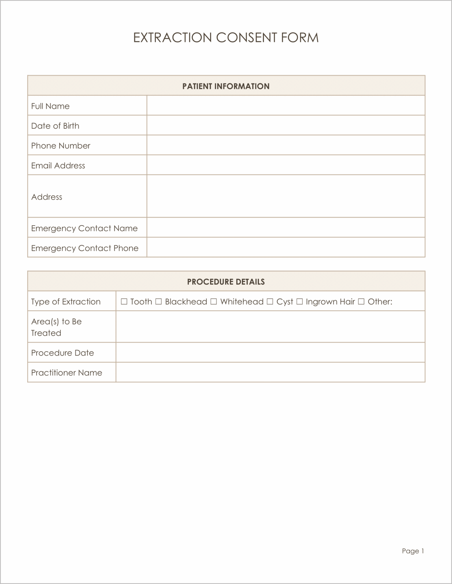 Free Extraction Consent Form (No Sign-Up Required)