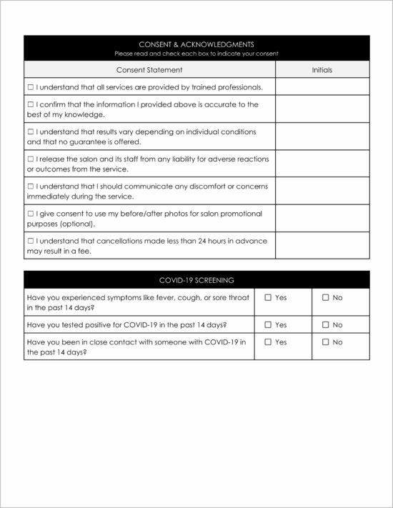 Free Salon Consent Form Template (No Signup Required)