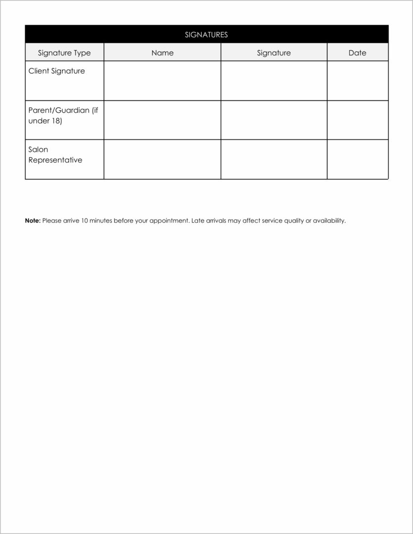 Free Salon Consent Form Template (No Signup Required)