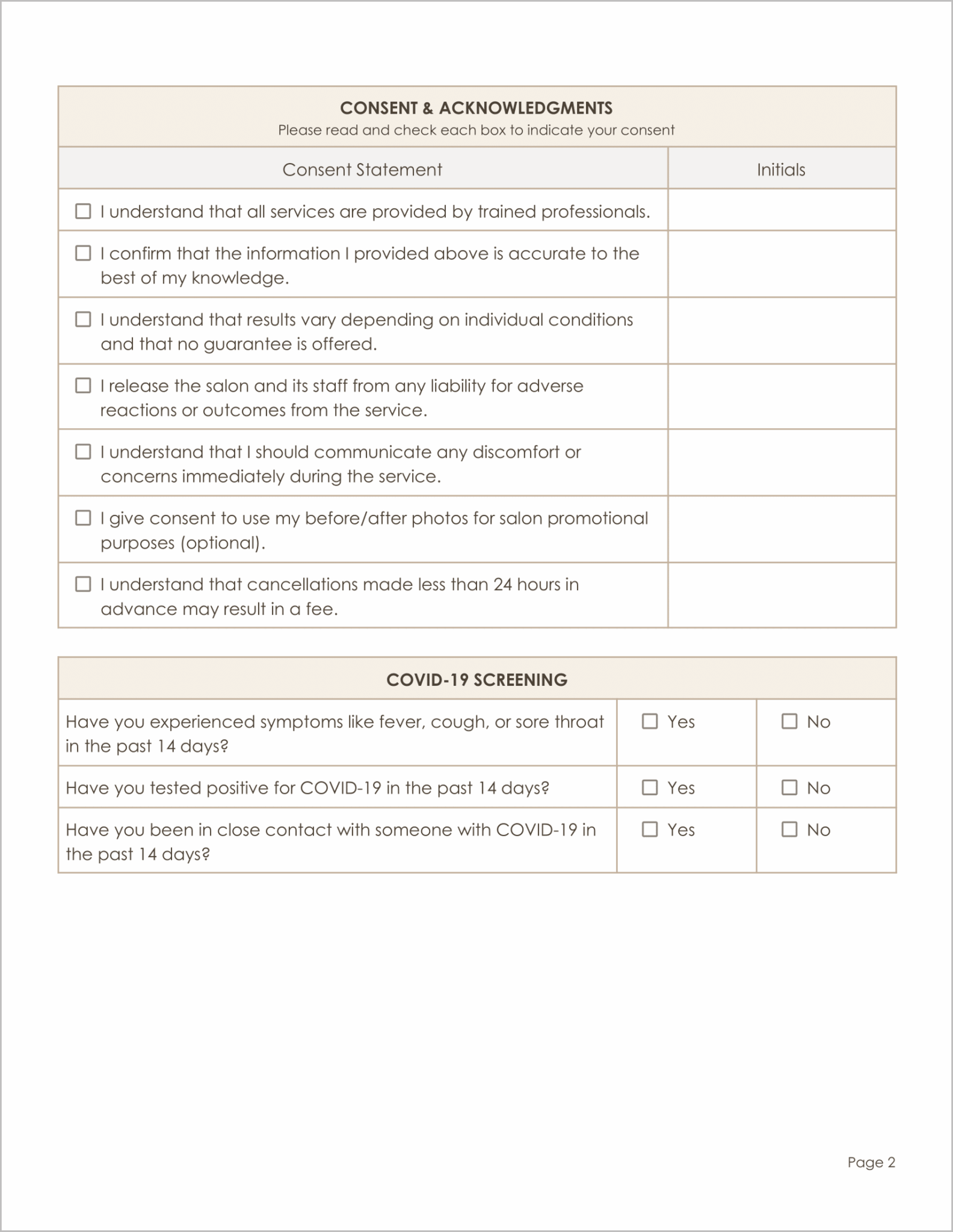 Free Salon Consent Form Template (No Signup Required)