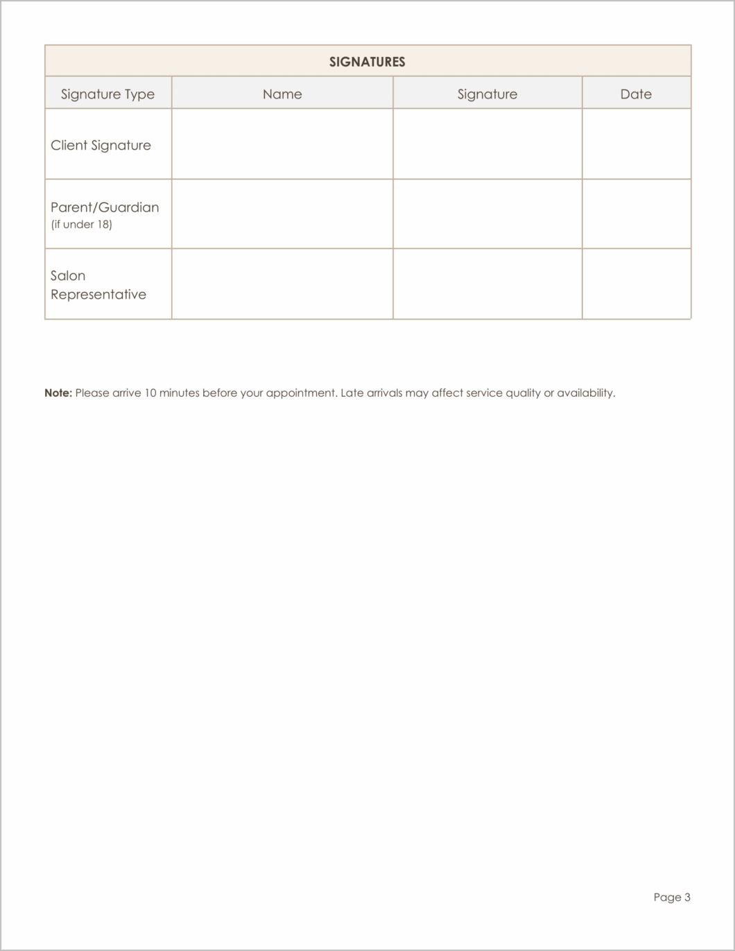 Free Salon Consent Form Template (No Signup Required)