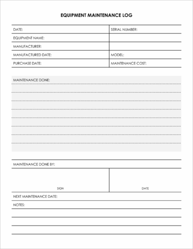 5 Free Equipment Maintenance Log Templates (PDF)