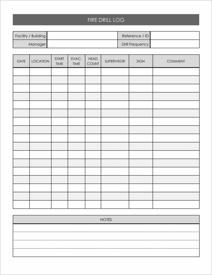 5 Free Fire Drill Log Templates (PDF)