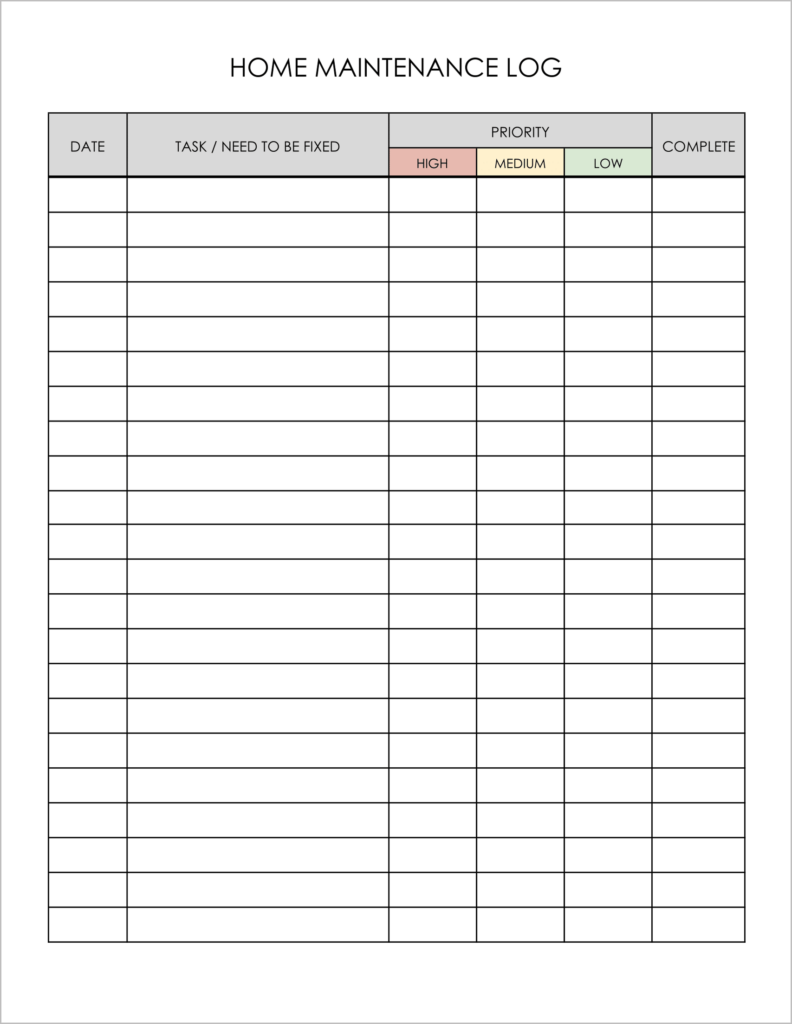 5 Free Home Maintenance Log Book Templates (PDF)