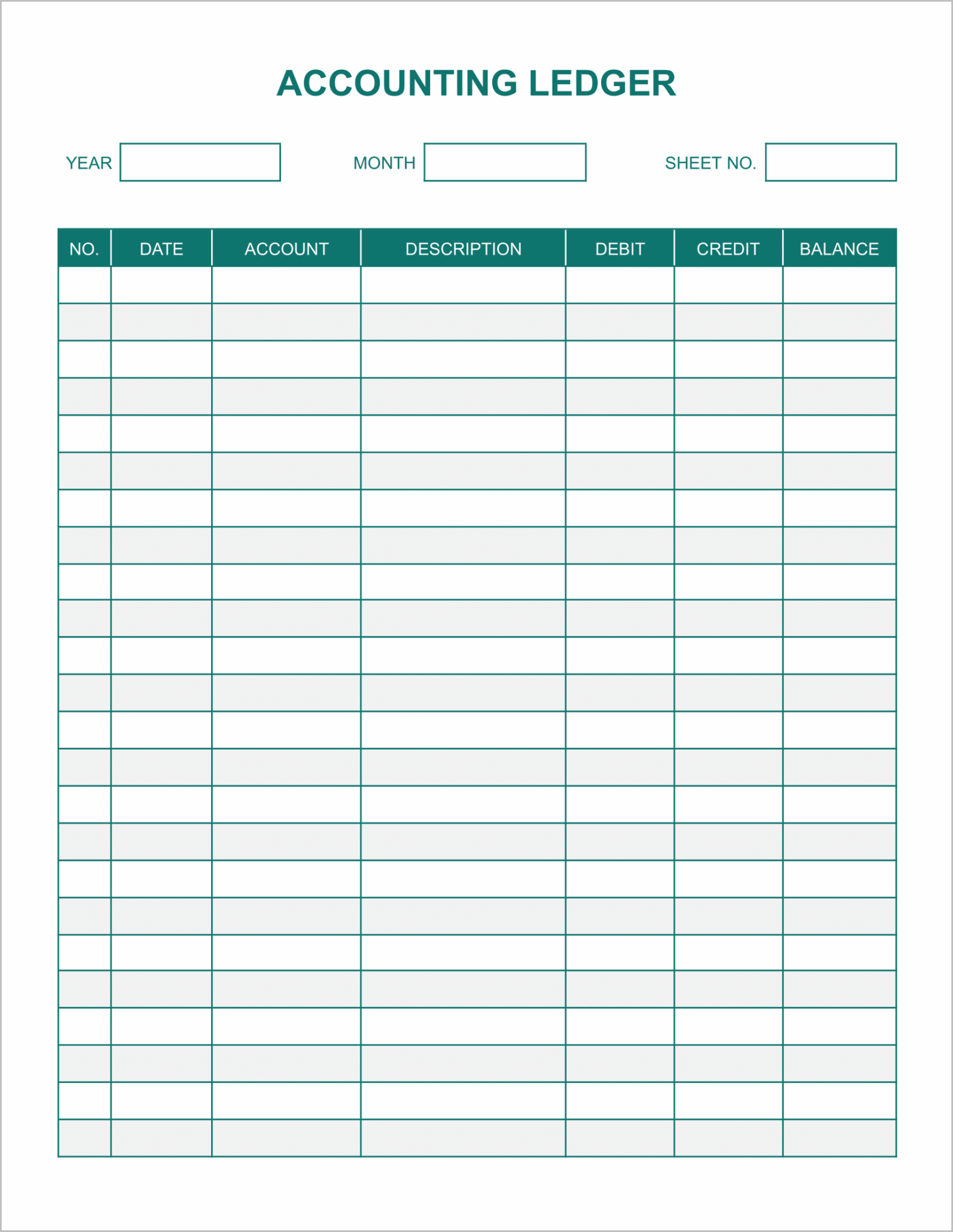 5 Free Printable Accounting Ledger Templates (PDF)