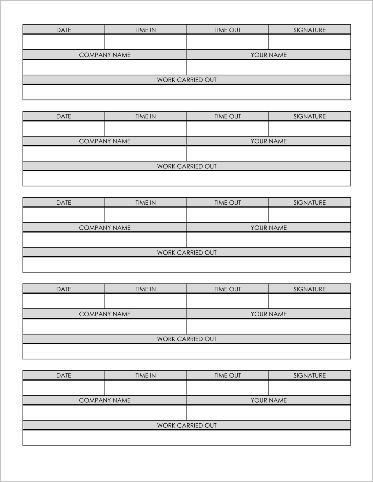 5 Free Contractors Signing In and Out Log Templates (PDF)