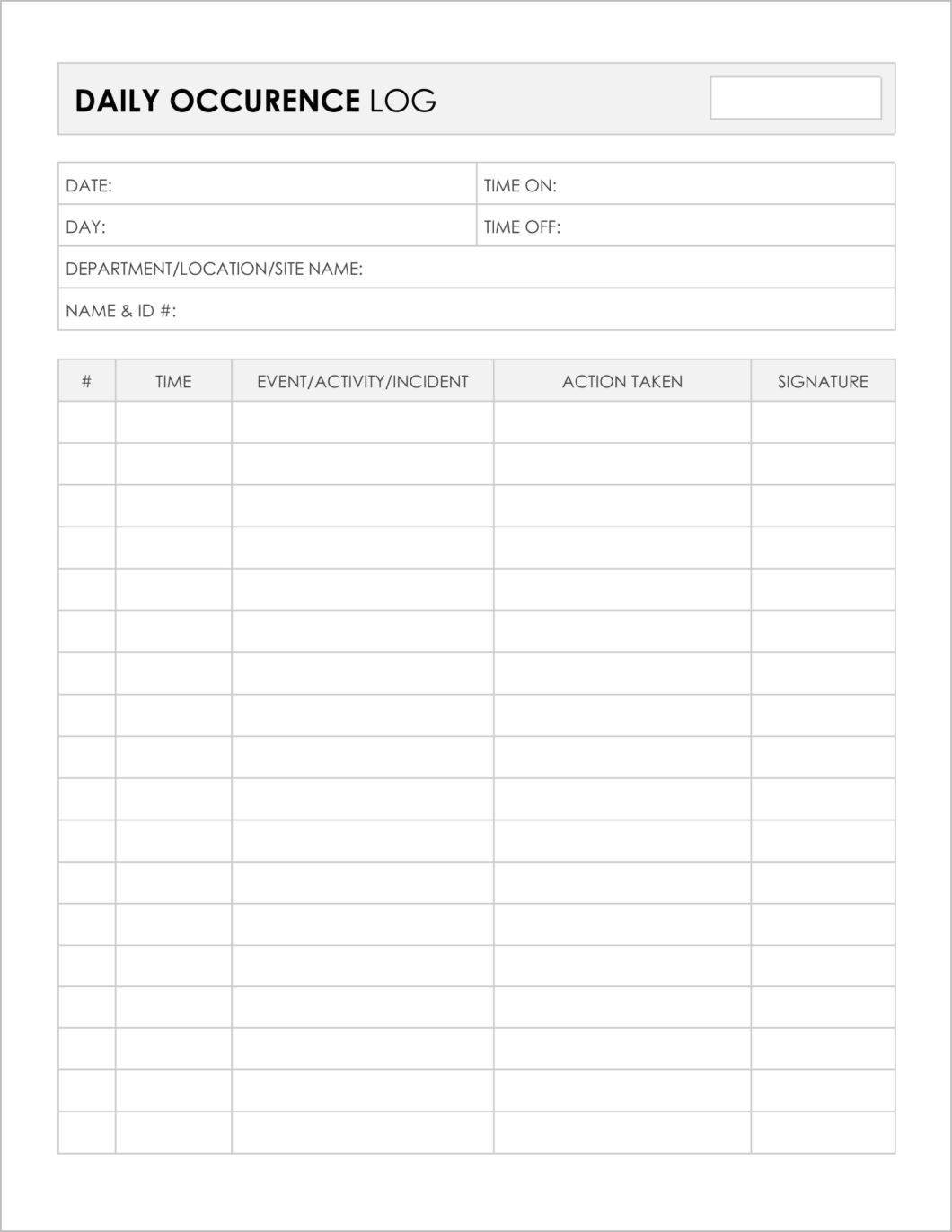 5 Free Daily Occurrence Log Templates (PDF)