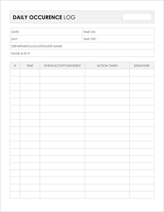 5 Free Daily Occurrence Log Templates (PDF)