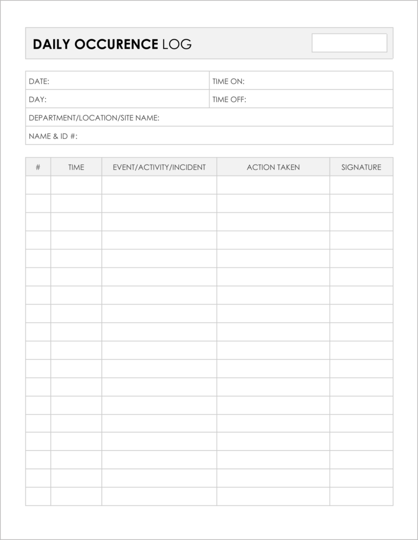 5 Free Daily Occurrence Log Templates (PDF)