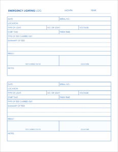 5 Free Emergency Lighting Log Templates (PDF)