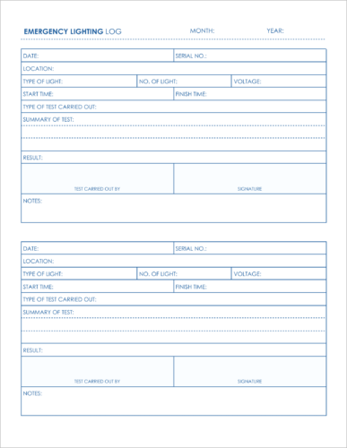 5 Free Emergency Lighting Log Templates (PDF)