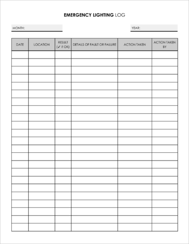 5 Free Emergency Lighting Log Templates (PDF)
