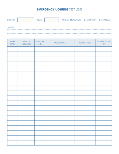5 Free Emergency Lighting Log Templates (PDF)