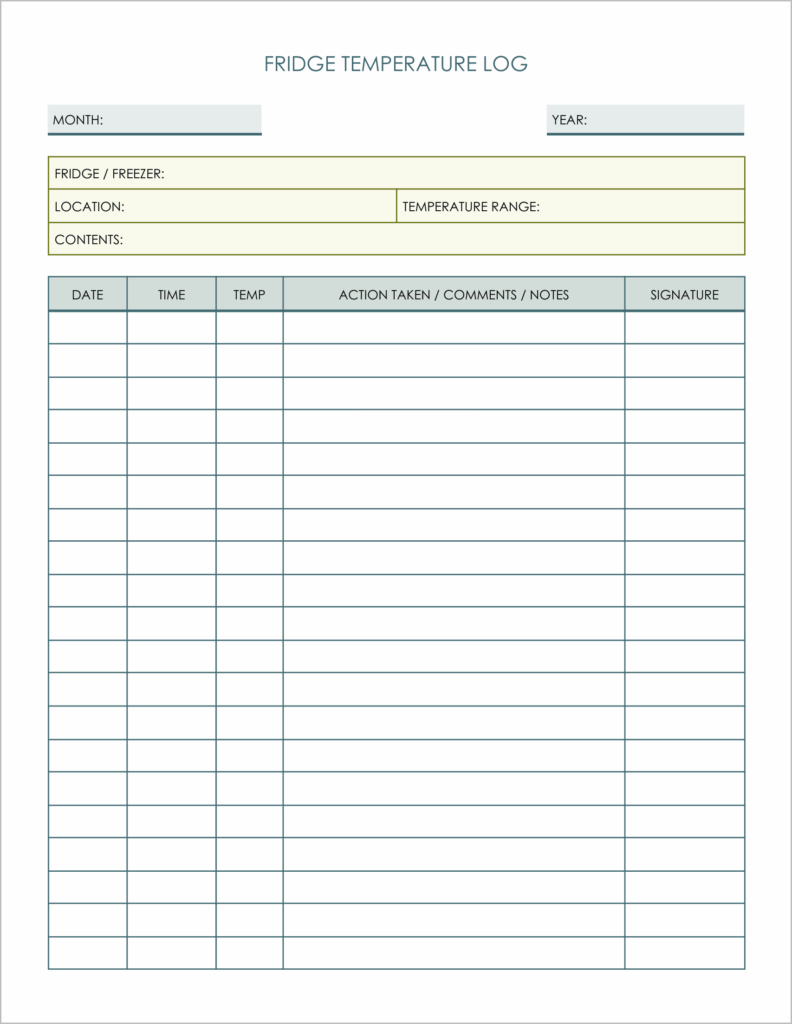 5 Free Fridge Temperature Log Templates (PDF)