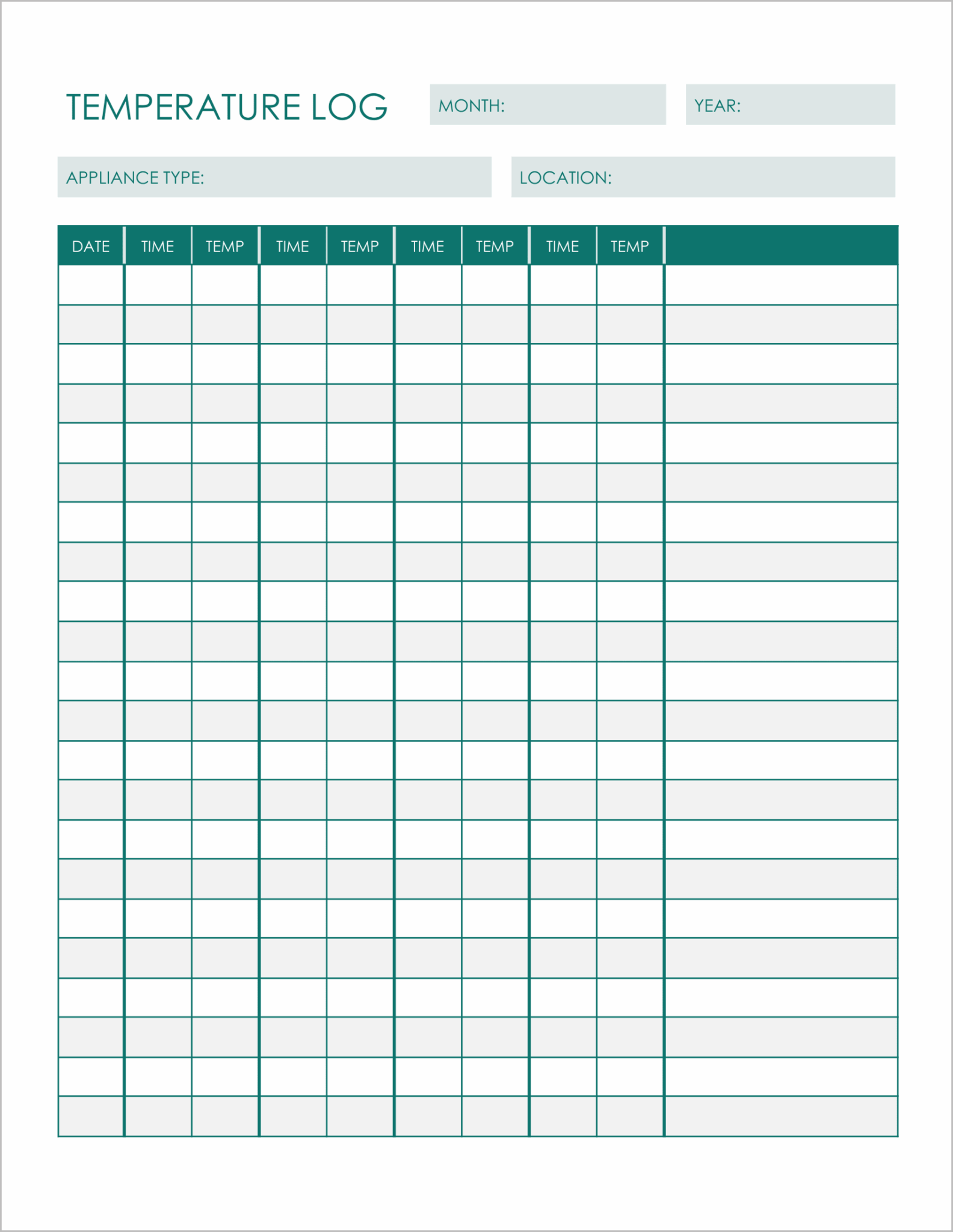 5 Free Fridge Temperature Log Templates (PDF)