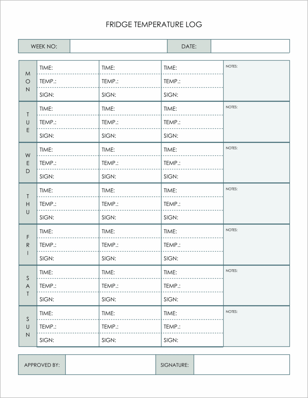 5 Free Fridge Temperature Log Templates (PDF)