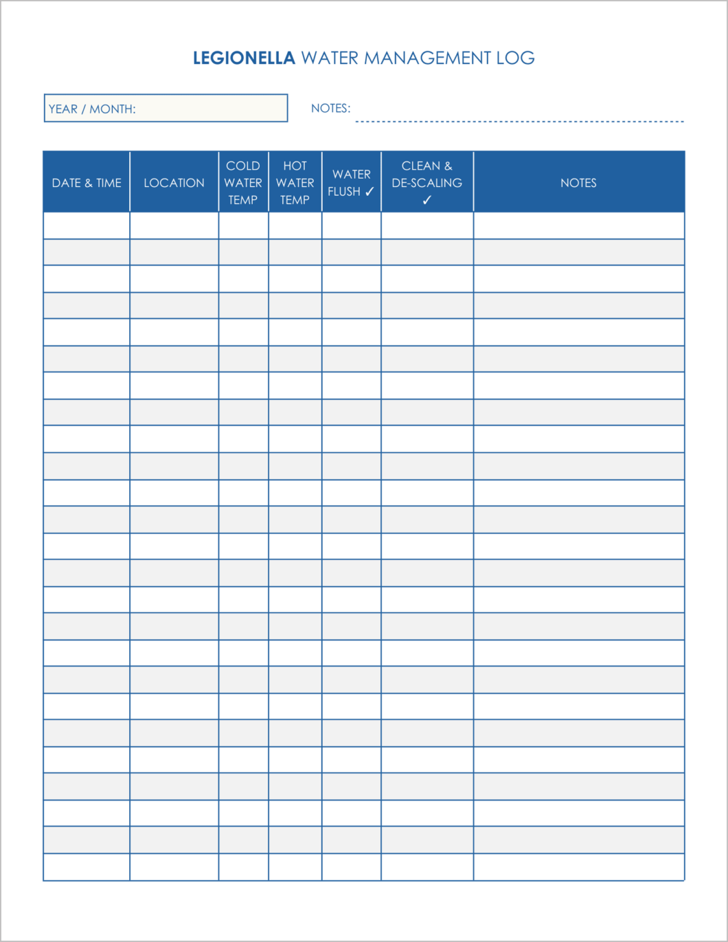 5 Free Legionella Log Sheet Templates (PDF)