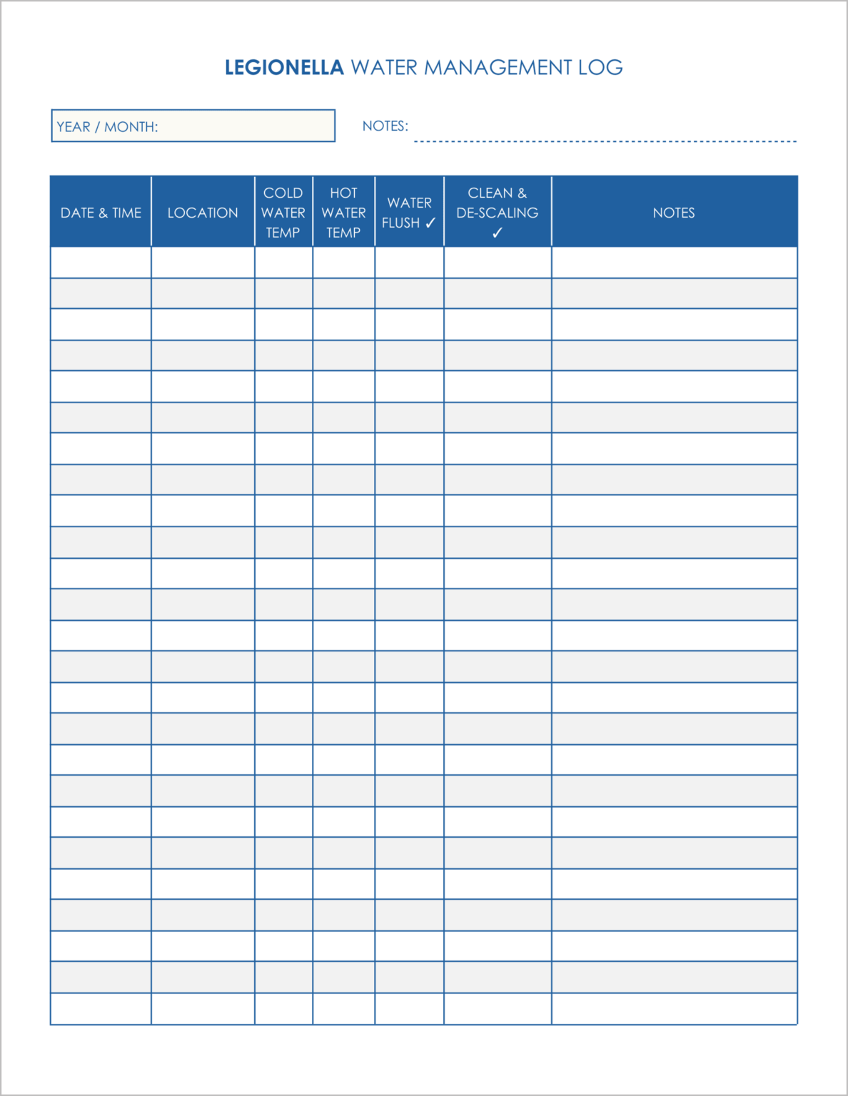 5 Free Legionella Log Sheet Templates (PDF)