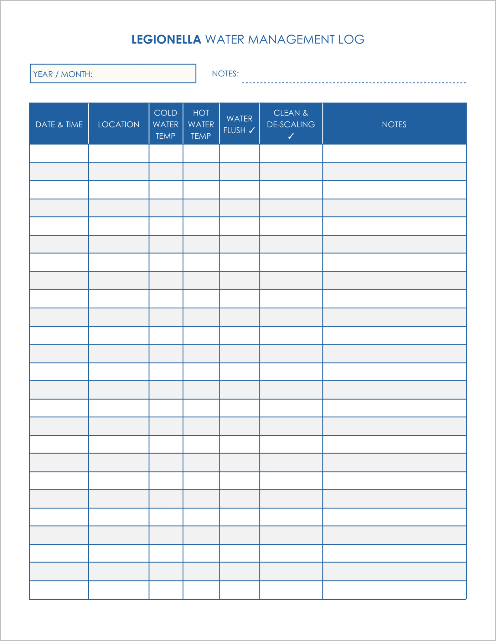 5 Free Legionella Log Sheet Templates (PDF)
