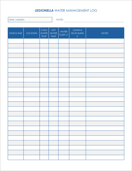 5 Free Legionella Log Sheet Templates (PDF)