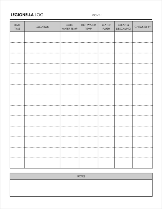5 Free Legionella Log Sheet Templates (PDF)
