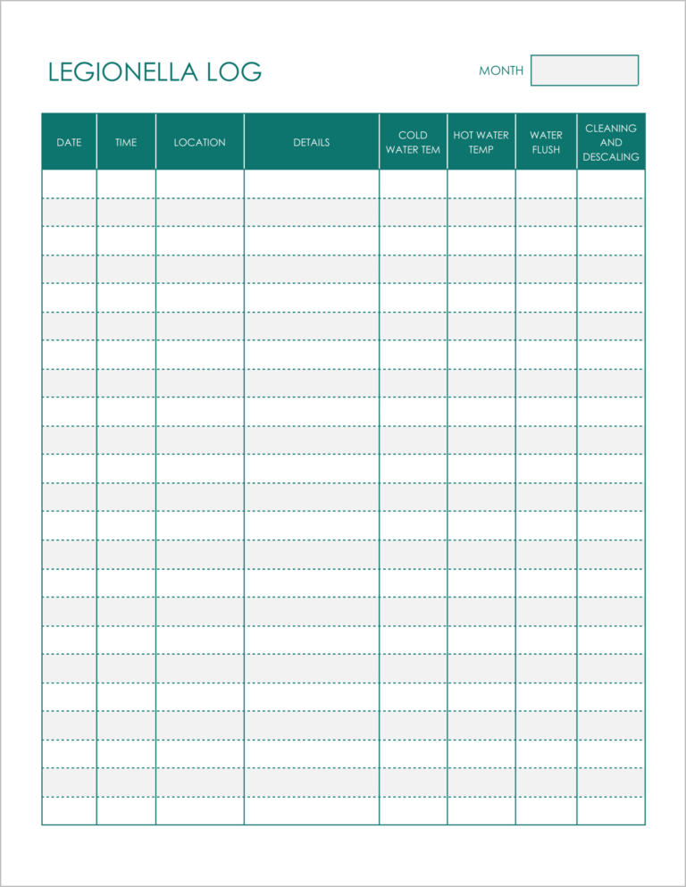 5 Free Legionella Log Sheet Templates (PDF)