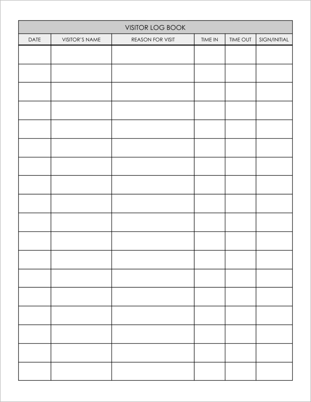 5 Free Visitor Log Templates (PDF)
