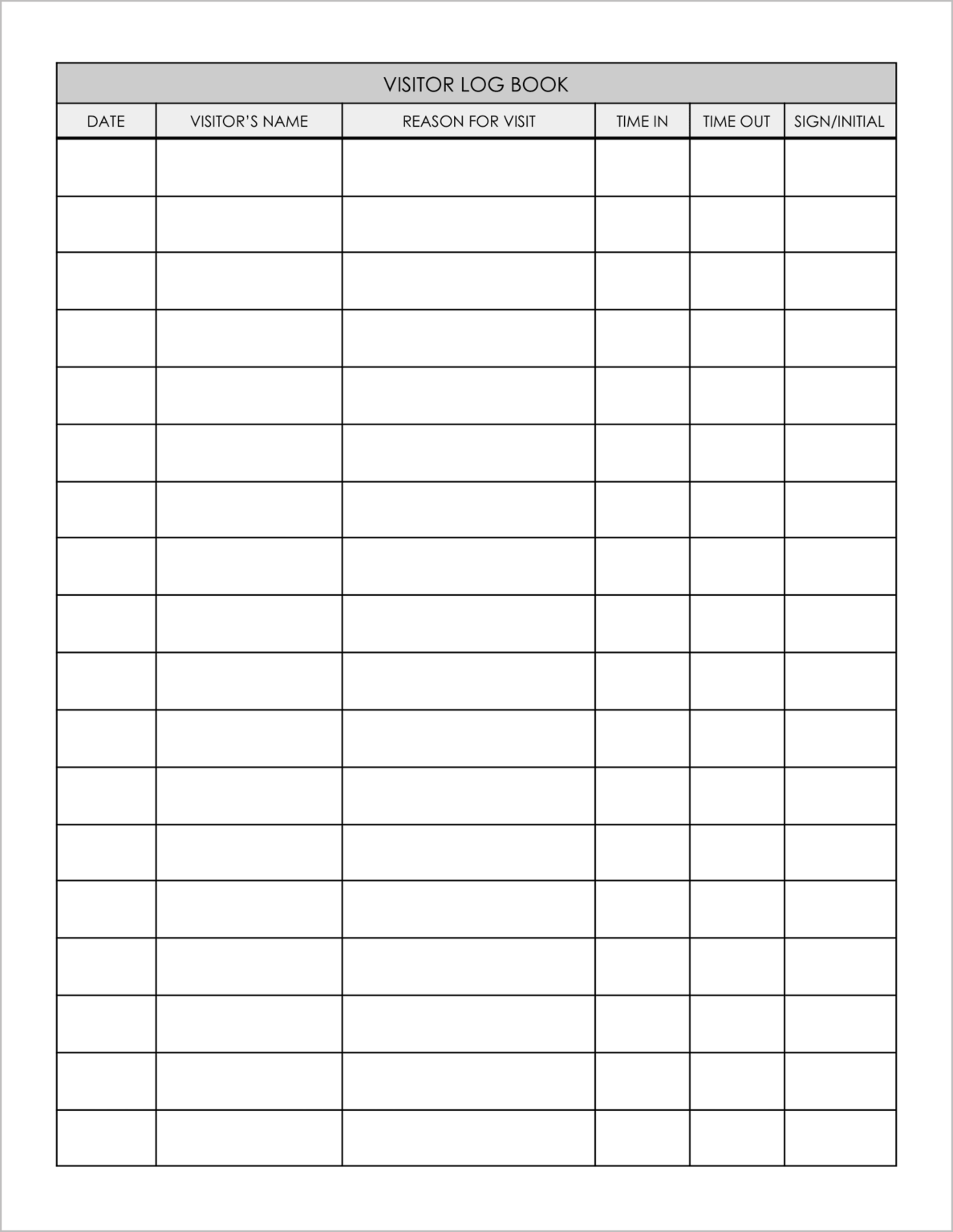 5 Free Visitor Log Templates (PDF)