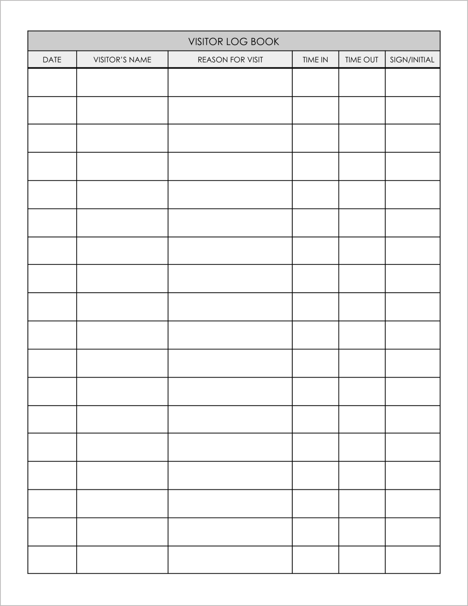 5 Free Visitor Log Templates (PDF)