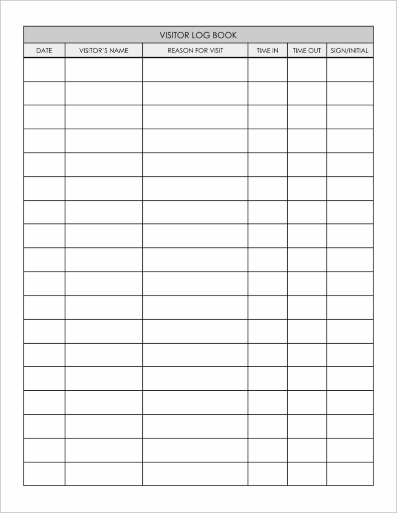 5 Free Visitor Log Templates (PDF)