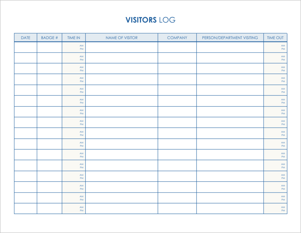5 Free Visitor Log Templates (PDF)