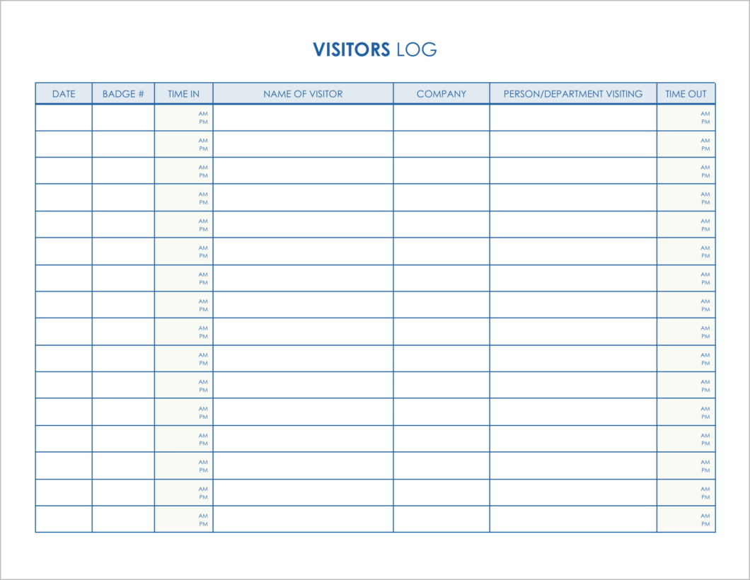 5 Free Visitor Log Templates (PDF)