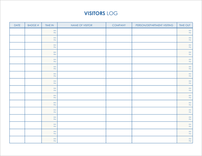 5 Free Visitor Log Templates (PDF)