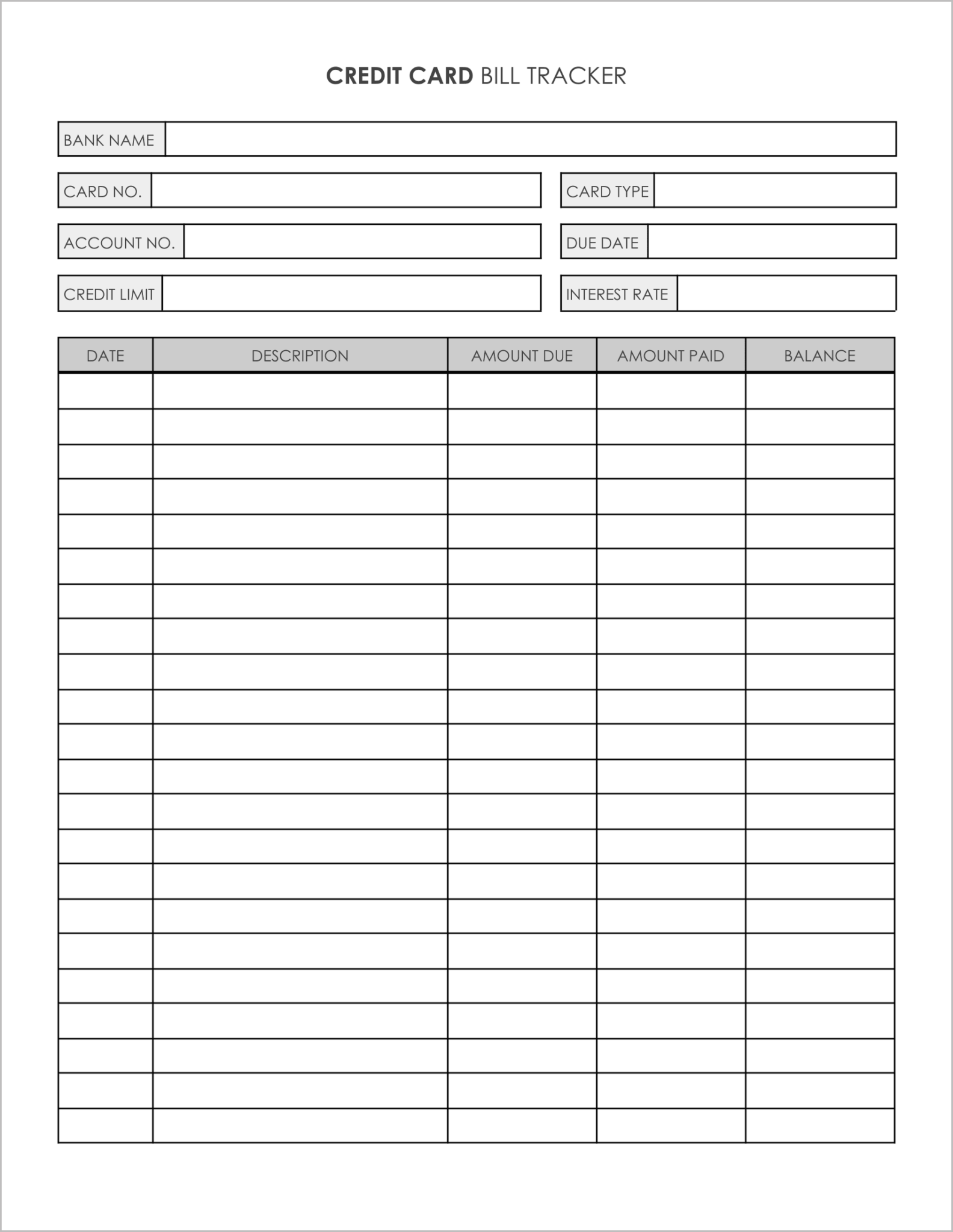 5 Free Credit Card Payment Tracker Log Templates (PDF)